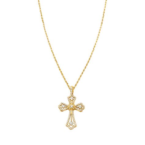 14k Yellow Gold Diamond Cross Pendant 175 Ctw Avianne Jewelers