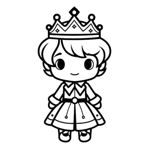 바탕에 고립 된 왕관을 입은 귀여운 공주 프리미엄 벡터