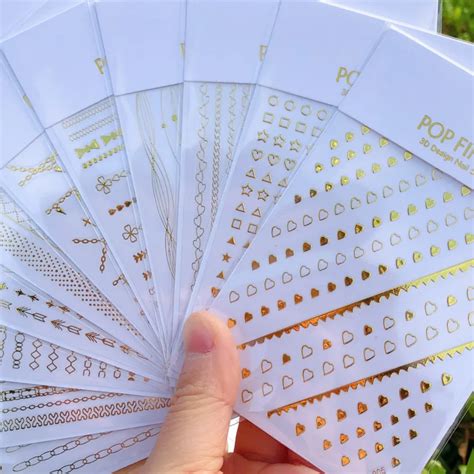 핫 골드 실버 꽃 추상 라인 3d 접착 네일 아트 스티커 네일 아트 액세서리 Diy 네일 아트 용품 1 개 Aliexpress