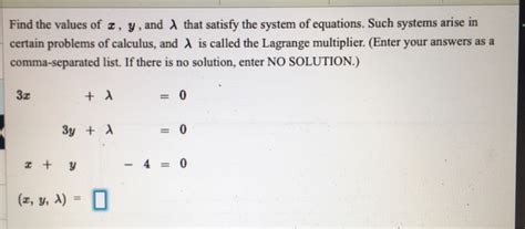 Solved Find The Values Of X Y And A That Satisfy The