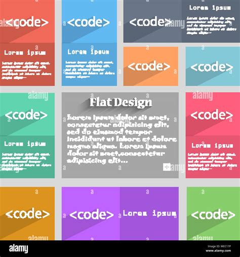 Code Sign Icon Programming Language Symbol Set Of Colored Buttons Vector Illustration Stock
