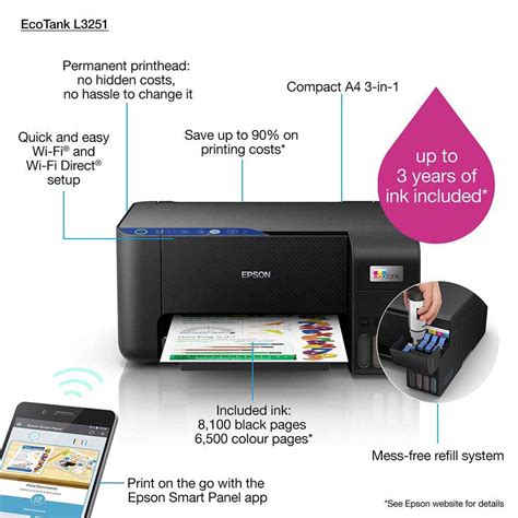 Buy EPSON EcoTank L3251 Home ink tank printer A4, colour, 3-in-1 ...