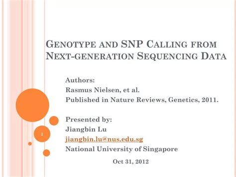 Ppt Genotype And Snp Calling From Next Generation Sequencing Data Powerpoint Presentation Id