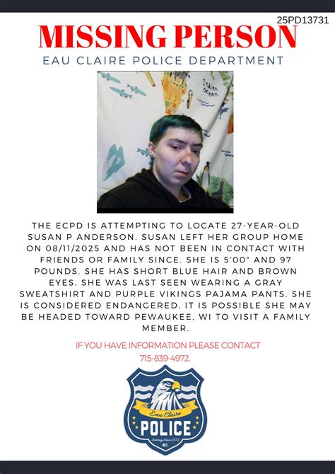 Eau Update Missing Person Located Ecpd Would Like To Thank The