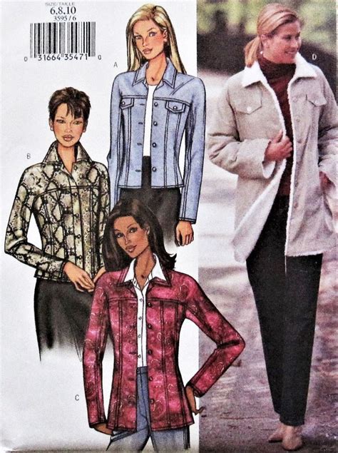 Jacket Sewing Pattern Uncut Butterick 3595 Sizes 6 10 Etsy Jacket Pattern Sewing Butterick