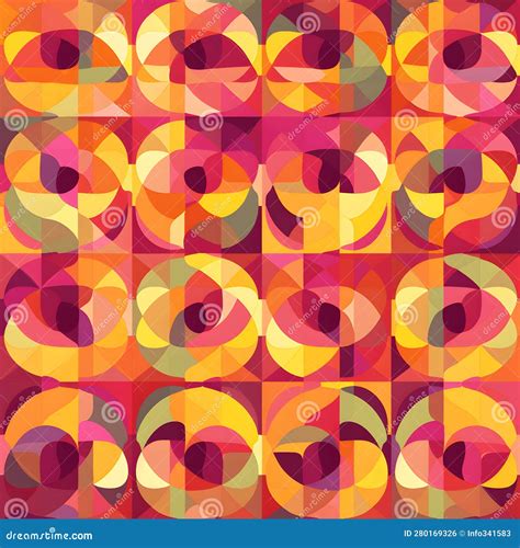 Colorful Geometric Pattern Of Interlocking Shapes In Shad Generative Ai Stock Illustration