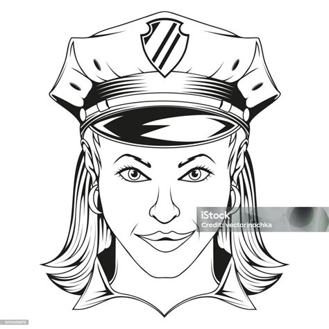 Girl Is A Police Officer Vector Illustration Of A Sketch Beautiful
