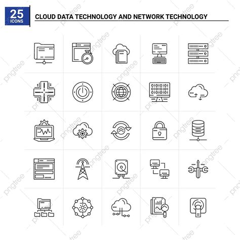 25 Cloud Data Technology And Network Technology Icon Set Sign Storage Element Png And Vector