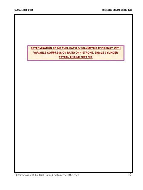 Ex9 Determination Of Air Fuel Ratio And Volumetric Efficency With