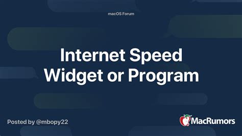 Internet Speed Widget Or Program Macrumors Forums