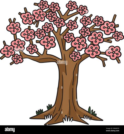 Sakura Tree Cartoon Colored Clipart Illustration Stock Vector Image And Art Alamy