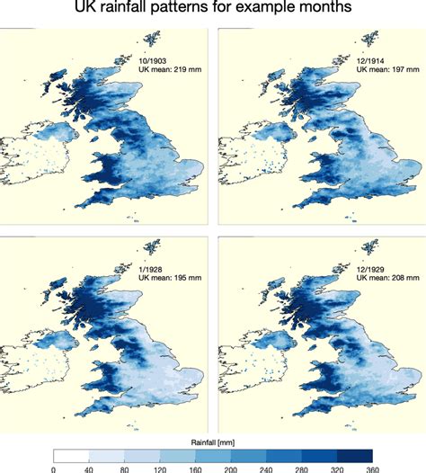 Example Maps Of Gridded Rainfall Estimate For The Four Wettest Uk