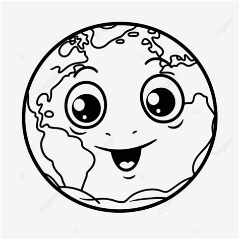 क्यूट अर्थ कलरिंग पेज आउटलाइन स्केच ड्राइंग वेक्टर पृथ्वी कार्टून ड्राइंग पृथ्वी कार्टून