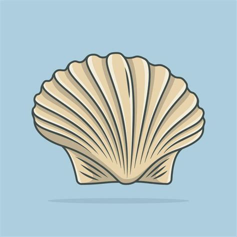 Sea Shell Scallop Vector Sketch Illustration Seashell Outline Cartoon