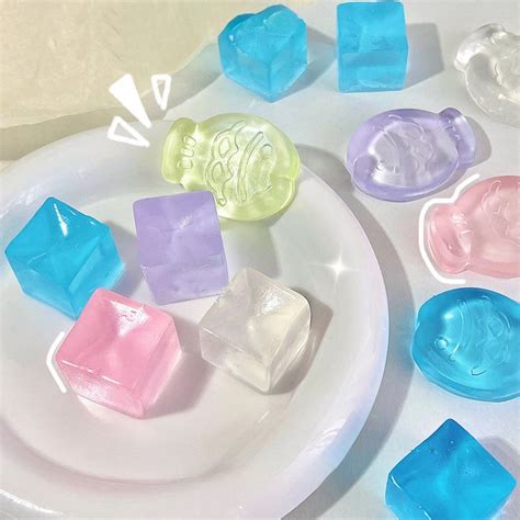 10pcsset Ice Cube Squishy Toys Tpr Ice Block Mochi Squishy Fidget Toys