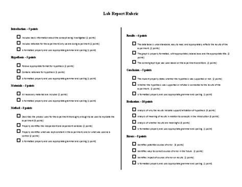 Lab Report Rubric Pdf Experiment Cognitive Science