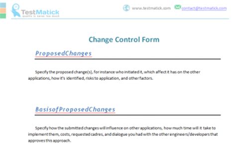 Change Control Form TestMatick