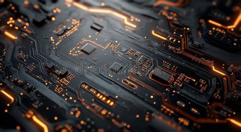The Intricate Design Of A Microchip On A Circuit Board Illuminated By