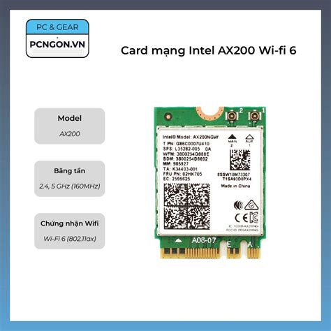 Card Mạng Intel Ax200 Wi Fi 6 Pcngon