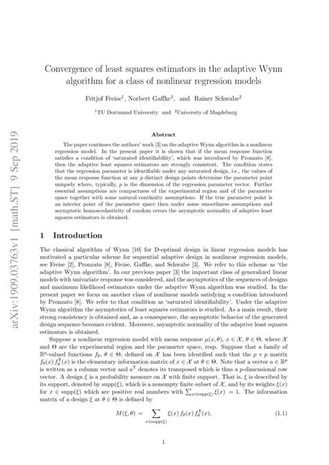 convergence of least squares estimators in the adaptive wynn algorithm