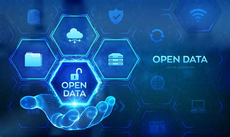 Open Data Database Icon In Wireframe Hand Digital File Storage System