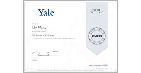 Liv Wang On Linkedin Completion Certificate For The Science Of Well Being