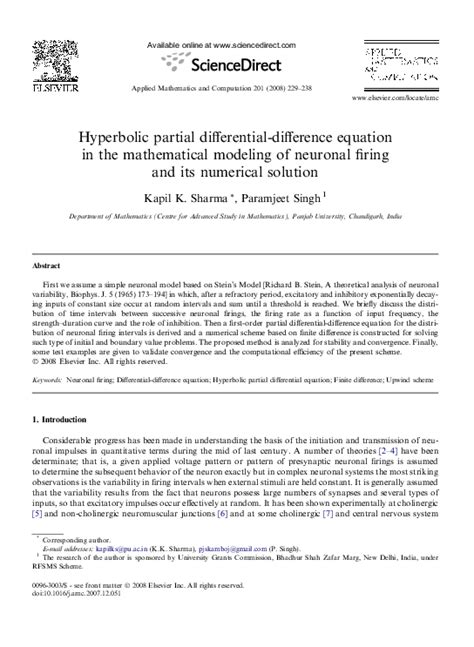 Pdf Hyperbolic Partial Differential Difference Equation In The Mathematical Modeling Of