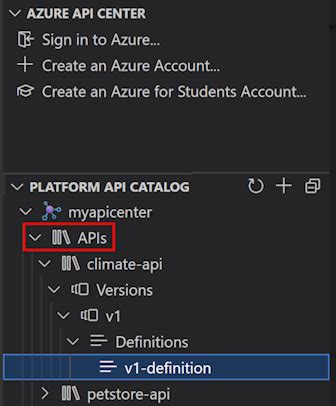 Enable Platform Api Catalog Azure Api Center Vs Code Extension Azure Api Center