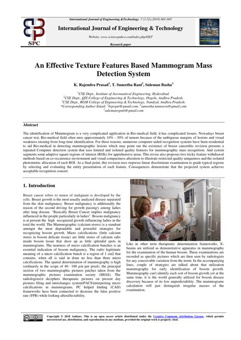 Pdf An Effective Texture Features Based Mammogram Mass Detection System