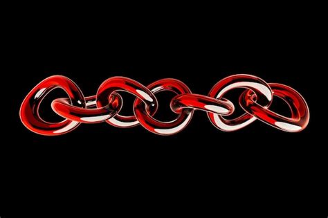 3d Red Chain On A Black Background Digital Code Chain 3d Rendering