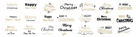 즐거운 성탄절 새해 복 많이 받으세요 타이포그래피 세트 벡터 로고 엠블럼 텍스트 디자인 배너 인사말 카드 선물에 적합합니다 0명에 대한 스톡 벡터 아트 및 기타 이미지