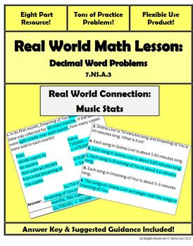 Decimal Word Problems Engaging Part Lesson Practice Flexible Use