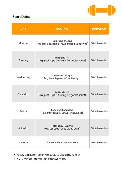 Workout Planner Template