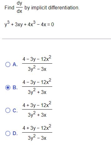 Solved Differentiate F X 3x2 91 A F′ X − 3x2 9 26x B