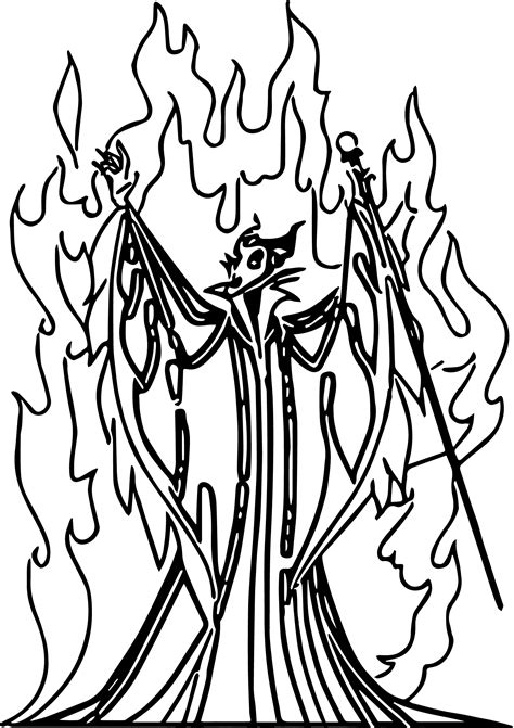 Aurora Maleficent Fire Coloring Page