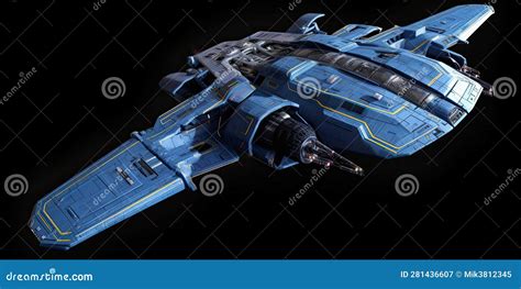 Futuristic Spaceship Blueprint Stock Illustration Illustration Of