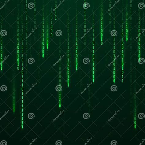 Matrix Stream Of Binary Code On Screen Falling Random Numbers Data