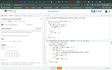 Day22 Striverssdesheet Step 4 Binary Search Bs On 2d Arrays Median In A Row Wise Sorted