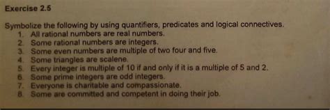 Solved Exercise 25 Symbolize The Following By Using