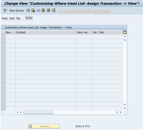 BUSWU SAP Tcode BP Control Where UL Trans View
