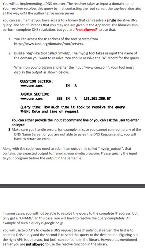 Solved You Will Be Implementing A Dns Resolver The Resolver