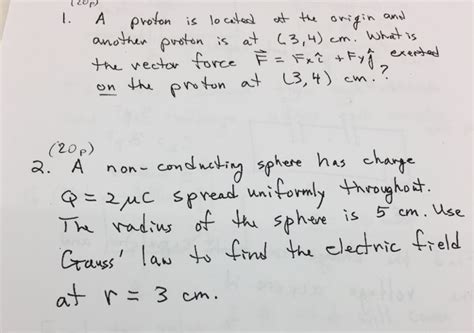 Solved A Proton Is Located At The Origin And Another Proton Chegg Com
