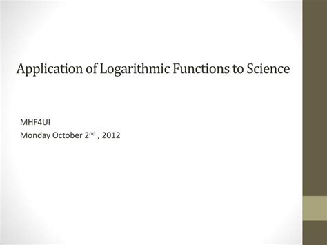 PPT Application Of Logarithmic Functions To Science PowerPoint Presentation ID 2857935