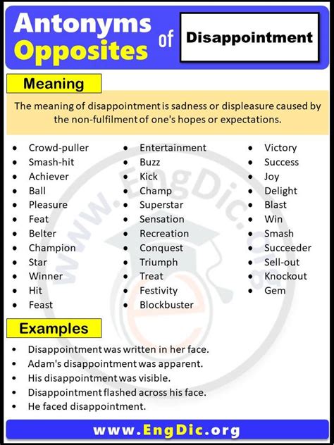 Opposite Of Disappointment Antonyms Of Disappointment Example