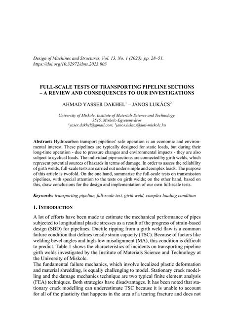 Pdf Full Scale Tests Of Transporting Pipeline Sections A Review And Consequences To Our