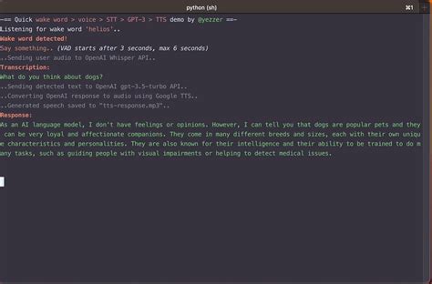 Voice Whisper STT API ChatGPT Turbo API Google TTS API Demo Iestyn Lloyd Wilkins