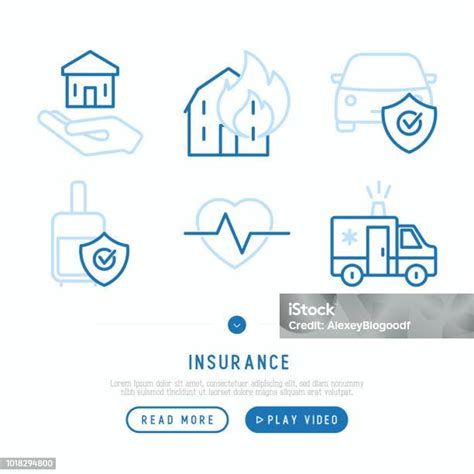 보험 선 아이콘 세트 건강 생활 자동차 집 수하물 저축 현대 벡터 일러스트 레이 션 배너 웹 페이지 서식 파일에 대 한 인쇄 미디어 0명에 대한 스톡 벡터 아트 및 기타