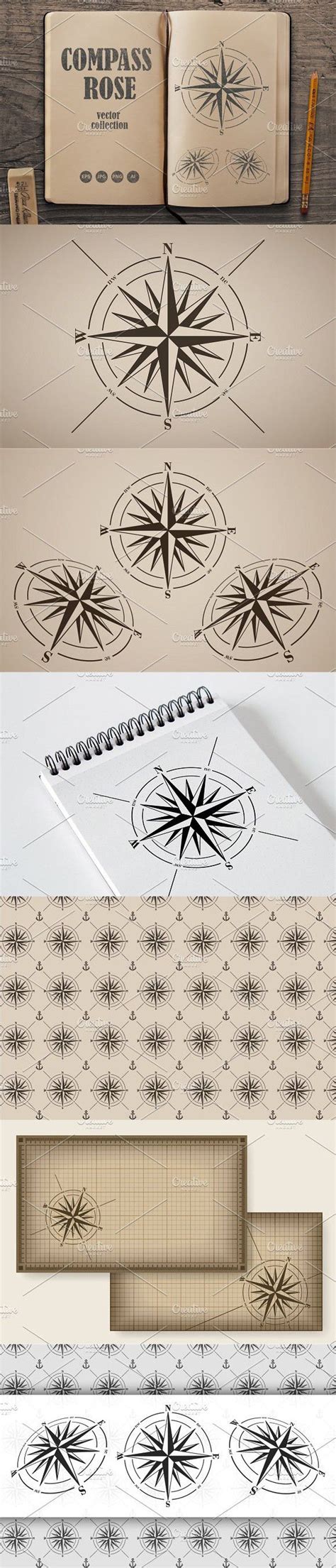 Compass Rose Vector Set
