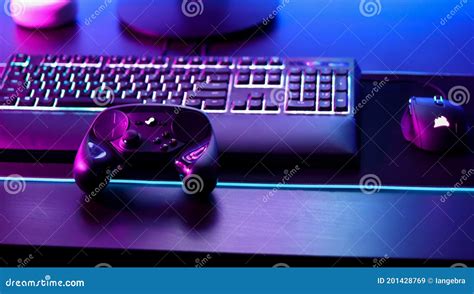 Illuminated Rgb Gaming Setup Stock Image Image Of Mouse Illuminated