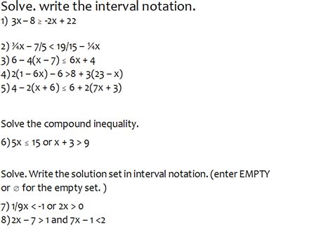 solve write the interval notation 3x 8 2x